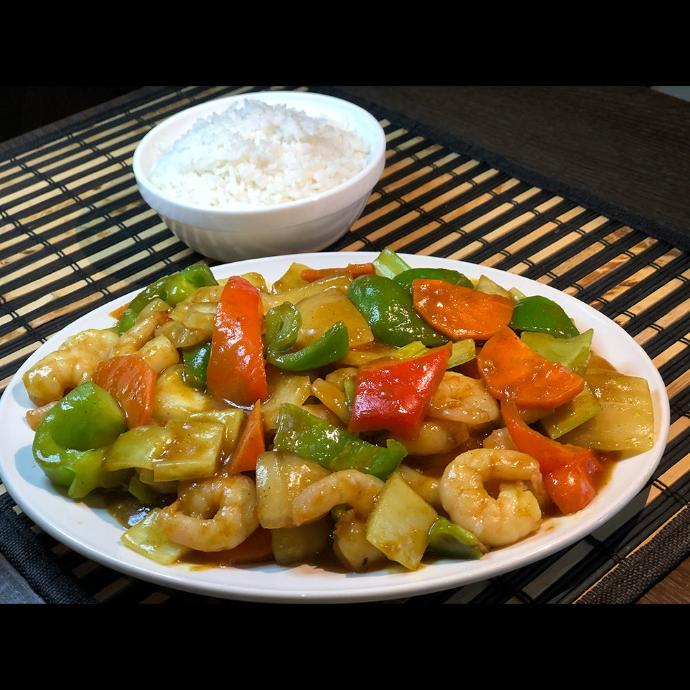 60 – Crevettes aux légumes chinois – Buffet Chinois
